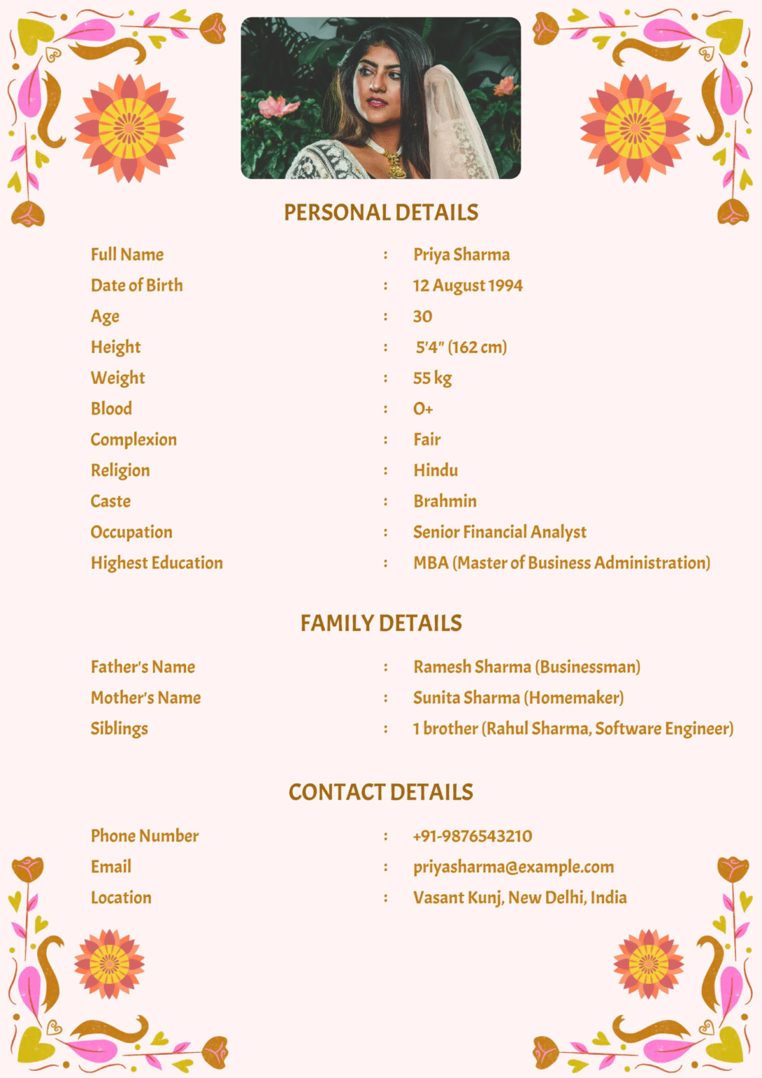 35+ Marriage Biodata Templates: 22+ Ready Designs